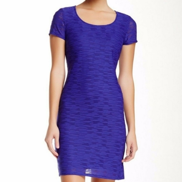 Andrew Marc | Dresses | Andrew Marc Royal Blue Burnout Sheer Shift ...